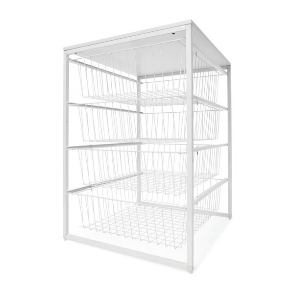 Anko White 4 Wire Drawer Unit Metal Baskets Rack Tower Cabinet Storage ...