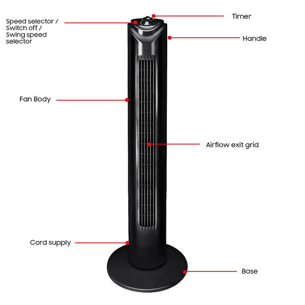 Celsius 81cm Electric Air Cooling Tower Fan Oscillation w/ Timer 3-Spe ...