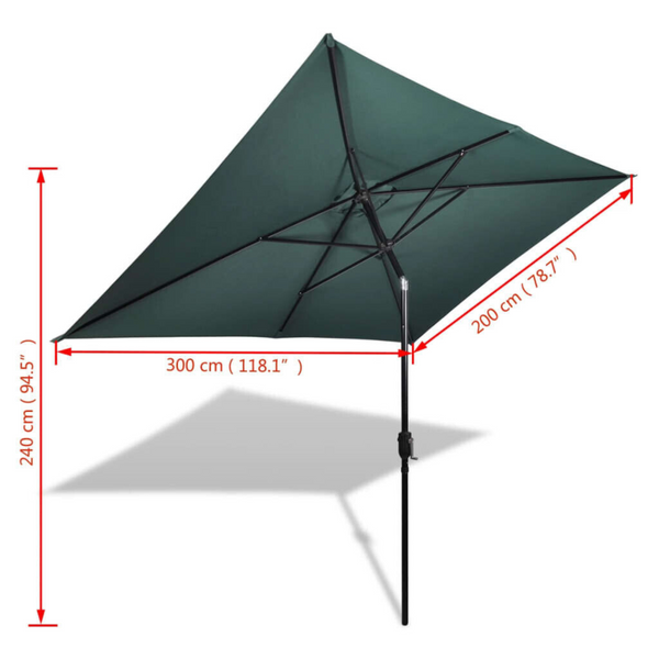 Rectangular Garden Parasol 2x3m Tilt Crank Outdoor Umbrella Portable P ...
