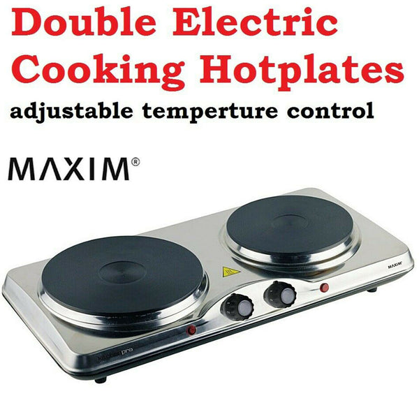 Double Portable Hot Plate Cooker Electric Dual Hotplate Cooktop Carava ...