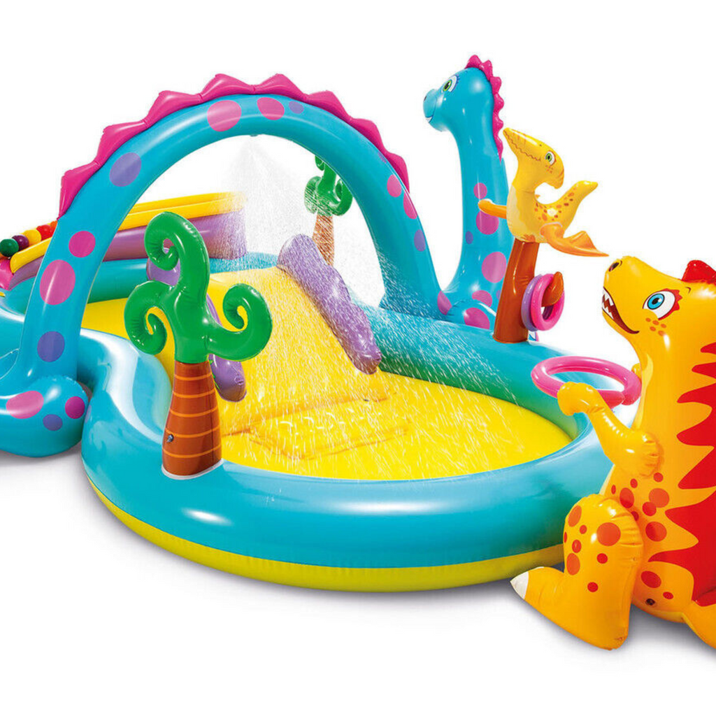 Intex Dinoland Play Center Inflatable Slide Sprayer Kids Swimming Pool ...
