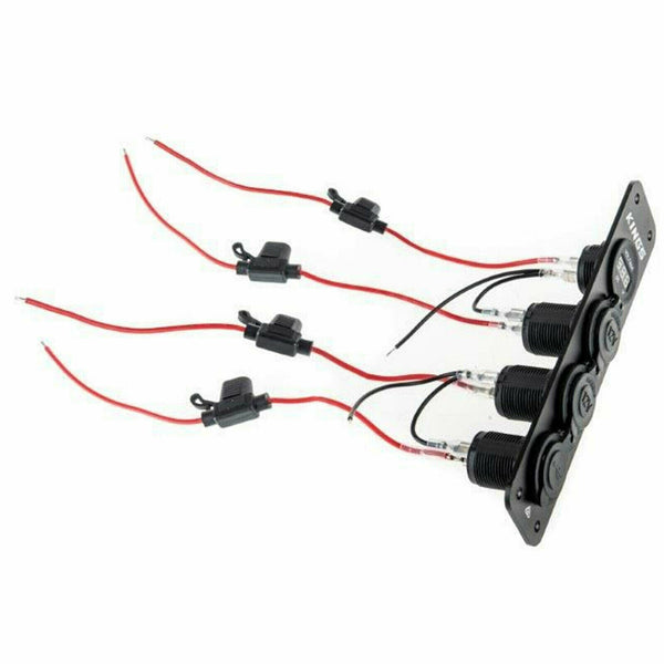 12V Accessory Panel Digital LED Voltmeter 2 USB Outlets Cig Sockets Ch ...